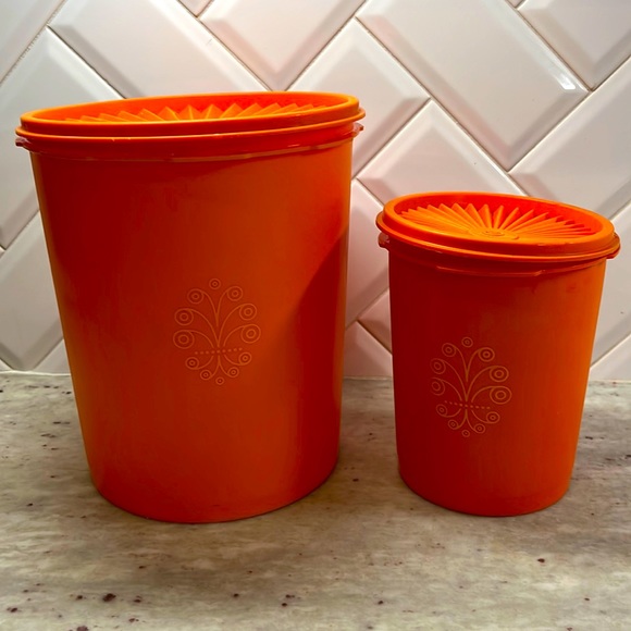 Kitchen | Vintage Tupperware Orange Containers 2 | Poshmark